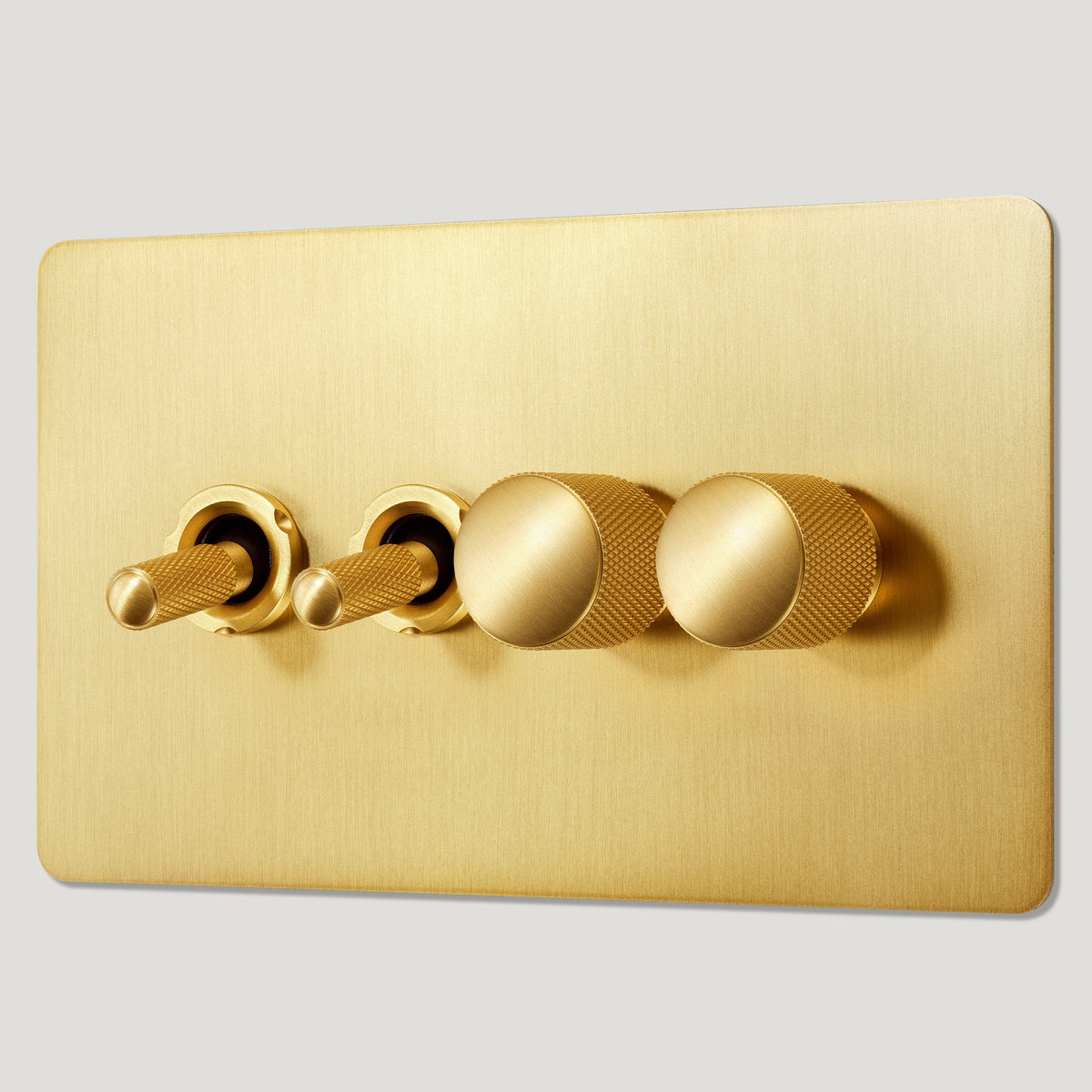 KEPLER 4G Knurled Mixed Switch | Brass Toggle & Dimmer Switch – Plank ...