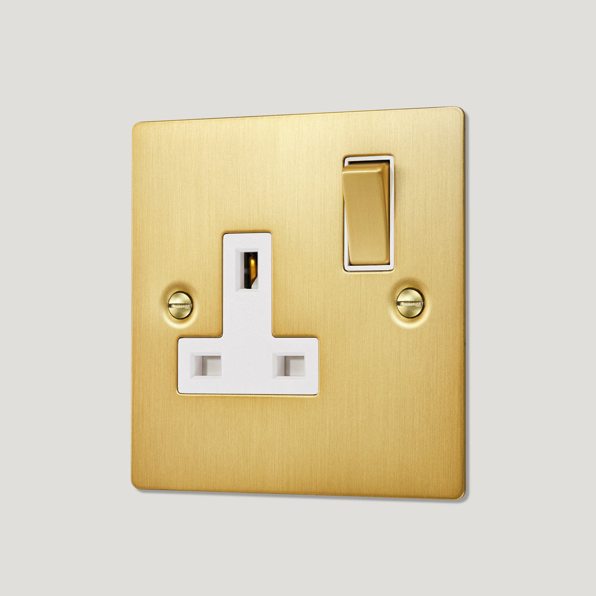 Brass Plug Socket - White Insert | Wall Single Plug Socket – Plank Hardware